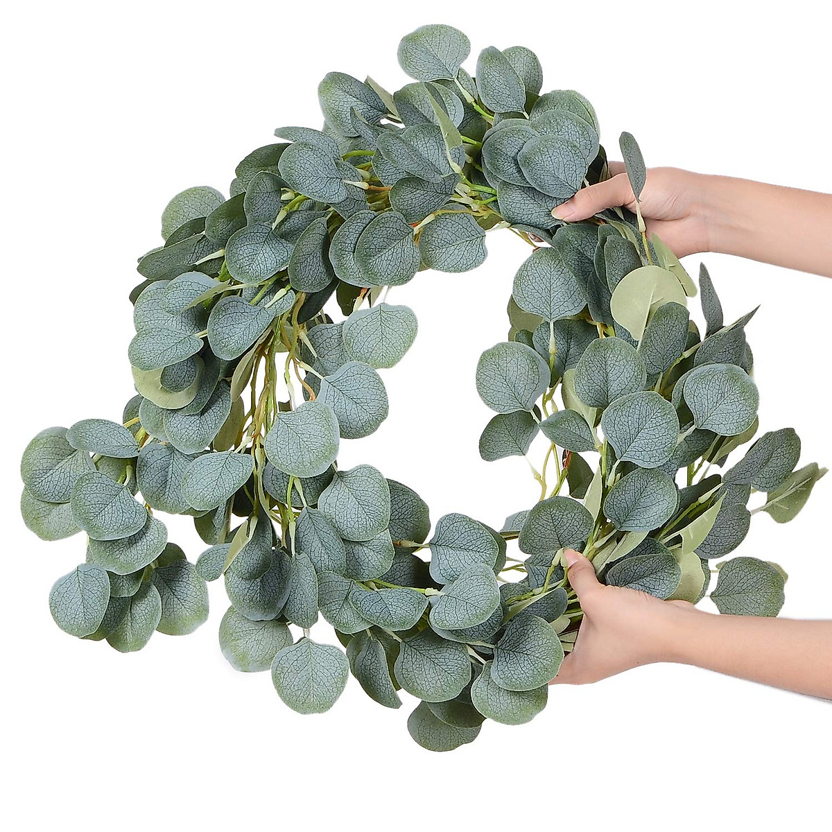 Artiflr 3Pack Artificial Eucalyptus Garland, 6 ft Faux Silk Eucalyptus Leaves Vines Handmade Garland Greenery Wedding Backdrop Arch Wall Decor