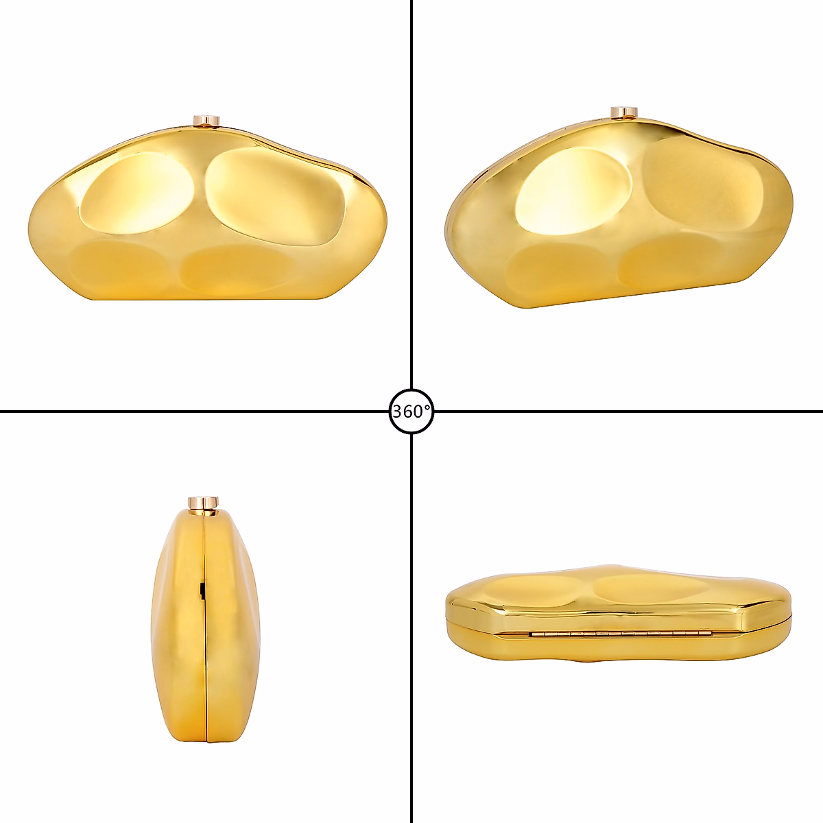 Zeph Hosea Women Seashell Shaped Evening Bag Purse Chain Strap Shoulder Bag Crossbody Bag, Gold