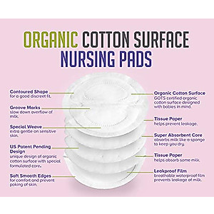 PureTree Organic Cotton Disposable Nursing Pads - for Breastfeeding (1 Box - 100 Pads)