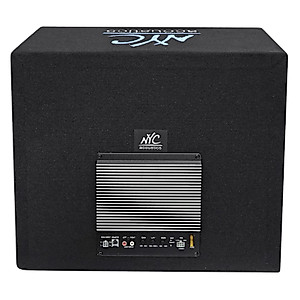 NYC ACOUSTiCS NSE12L 12" 1200w Powered Car Subwoofer/Sub Enclosure+LED+Amp Kit