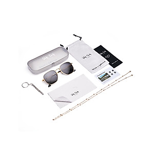 Veda Tinda Vision Hexagon Sunglasses for Women Men Trendy Black Retro Polygon Polarized TAC Lens Metal Frame UV400 Polarized Protection With Eyeglasses Chain C05S01