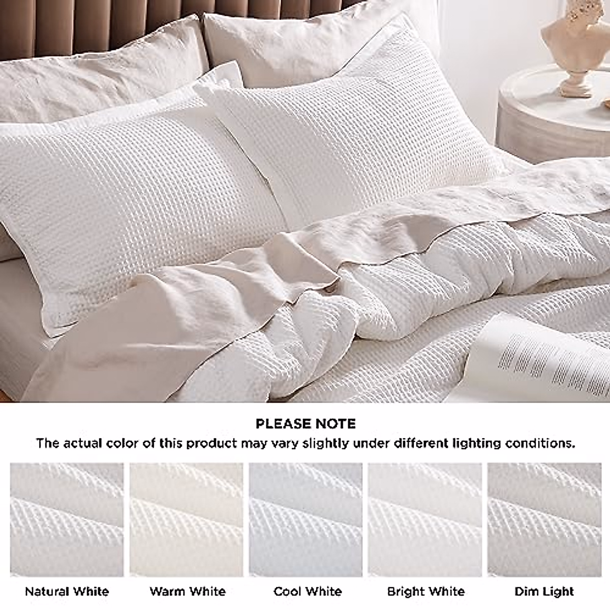 Bedsure Cotton Duvet Cover Twin - 100% Cotton Waffle Weave Coconut White Duvet Cover Twin Size, Soft and Breathable Twin Duvet Cover Set for All Season (Twin, 68"x90")