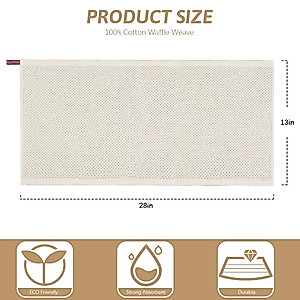 Nialnant 100% Cotton Kitchen Dish Towels,4 Pack Waffle Weave Dish Cloths for Drying Dishes,Extra Soft & Quick Drying Hand Towels-13 x 28 Inch,Beige