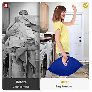 26" Collapsible Portable Laundry Basket Pop up Laundry Basket Convenient and Fast Access to Clothes from the Dryer Easy to Store Blue