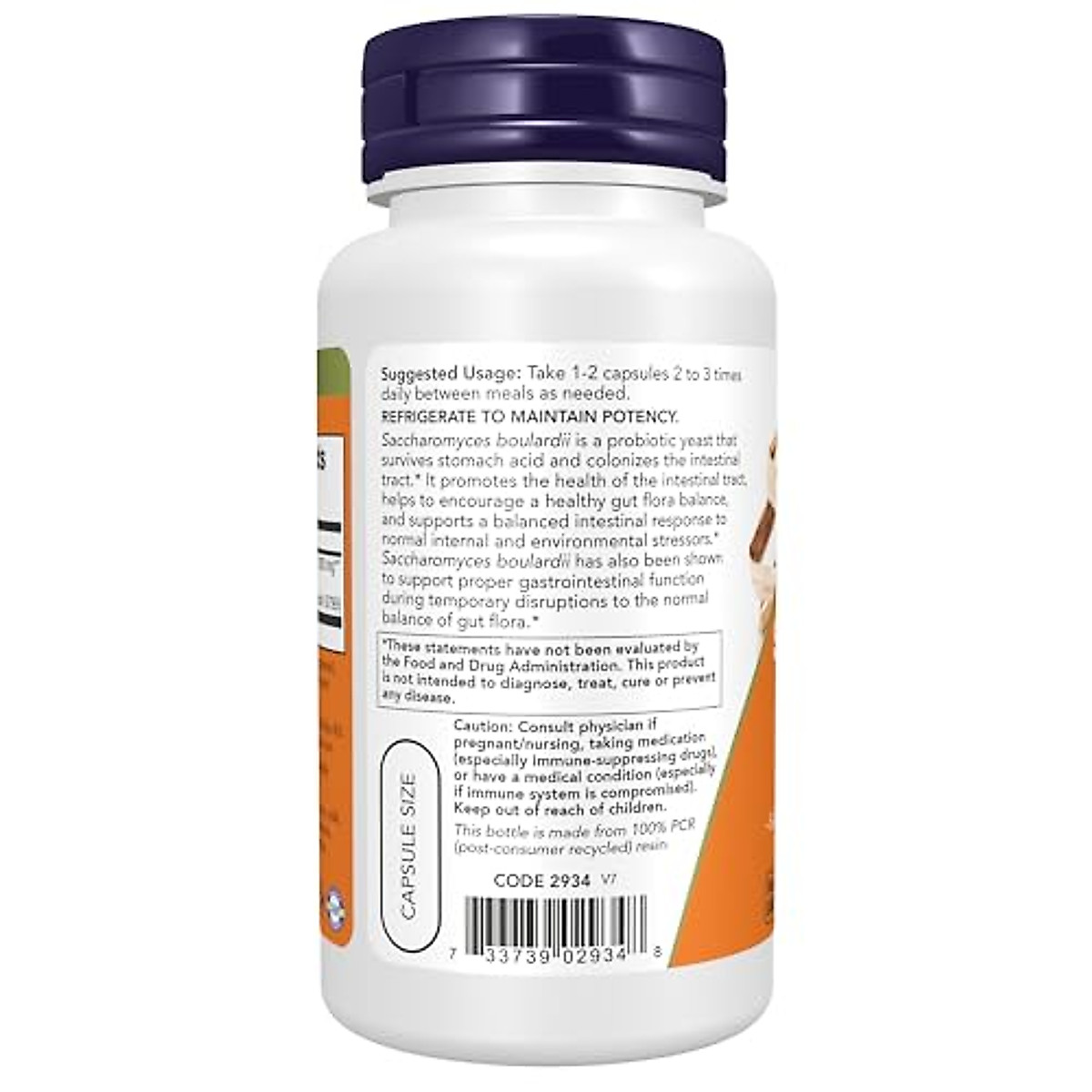 NOW Supplements, Saccharomyces Boulardii, 5 Billion CFU Probiotic, 60 Veg Capsules