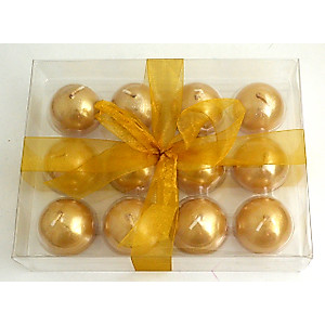 Biedermann & Sons Metallic Ball Candles, Box of 12, Gold, 1.5-Inch Diameter