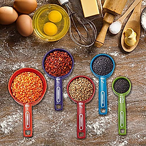 Farberware Professional Plastic Measuring Cups with Coffee Spoon, Set of 5, Colors may vary