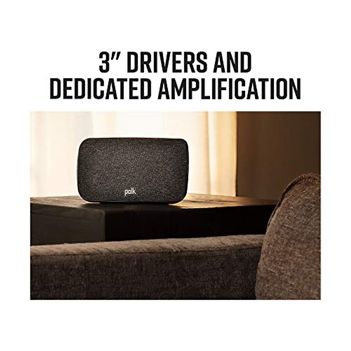 Polk SR2 Wireless Surround Sound Speakers for Select Polk React and Polk Magnifi Sound Bars - Immersive Surround Sound, Easy Set Up, Multiple Placement Options, 2 Count (Pack of 1)