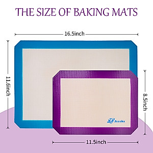 Zcooks Silicone Baking Mat Set 2 Half + 1 Quarter Sheets Non Stick Silicon Cookie Oven Liner Food Safe Baking Mat