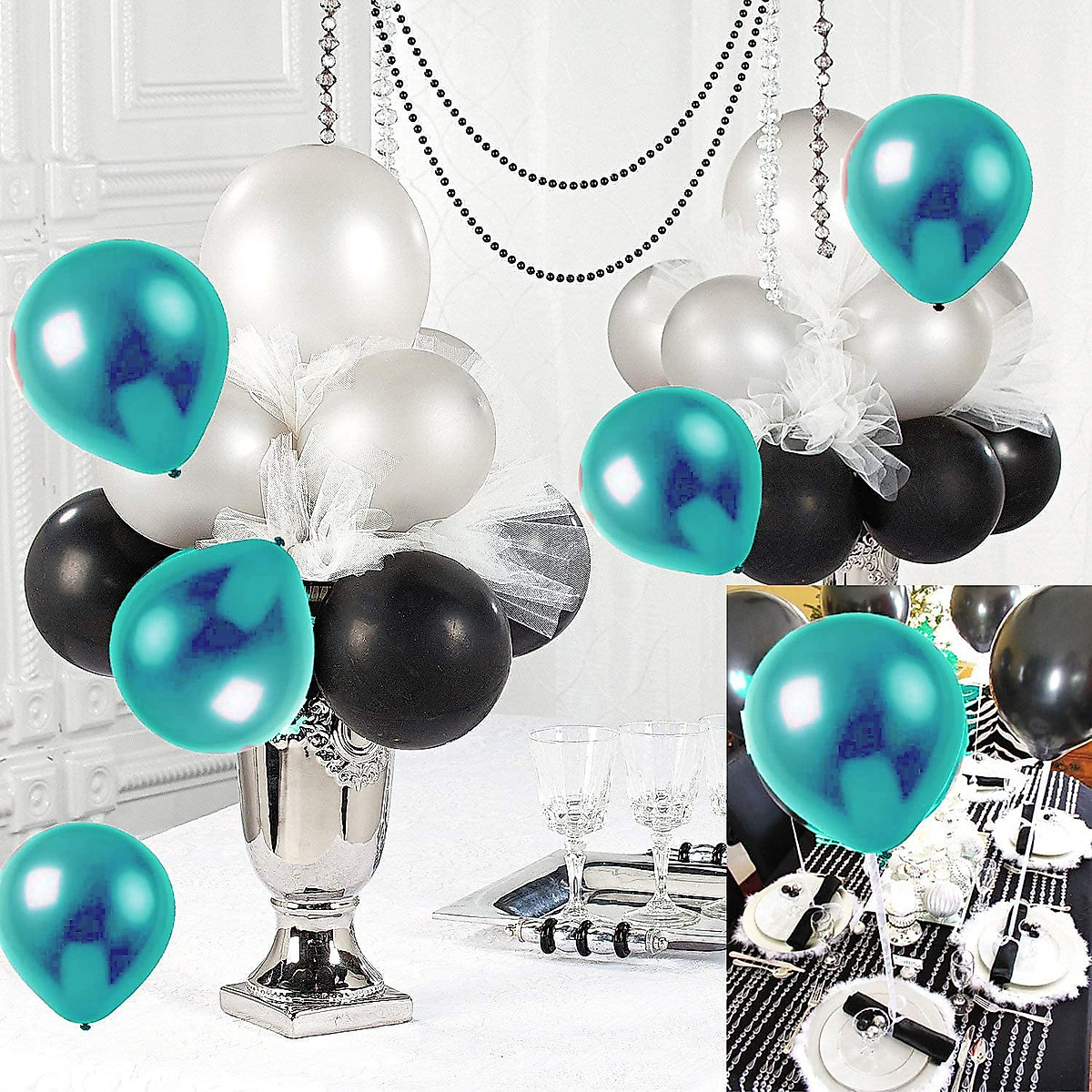 Teal Graduation Party Decorations 2024/Teal Turquoise Black Balloons/Teal Black Graduation Decorations 2024 30pcs Balloons Breakfast Turquoise Black Birthday Decorations Bridal Shower