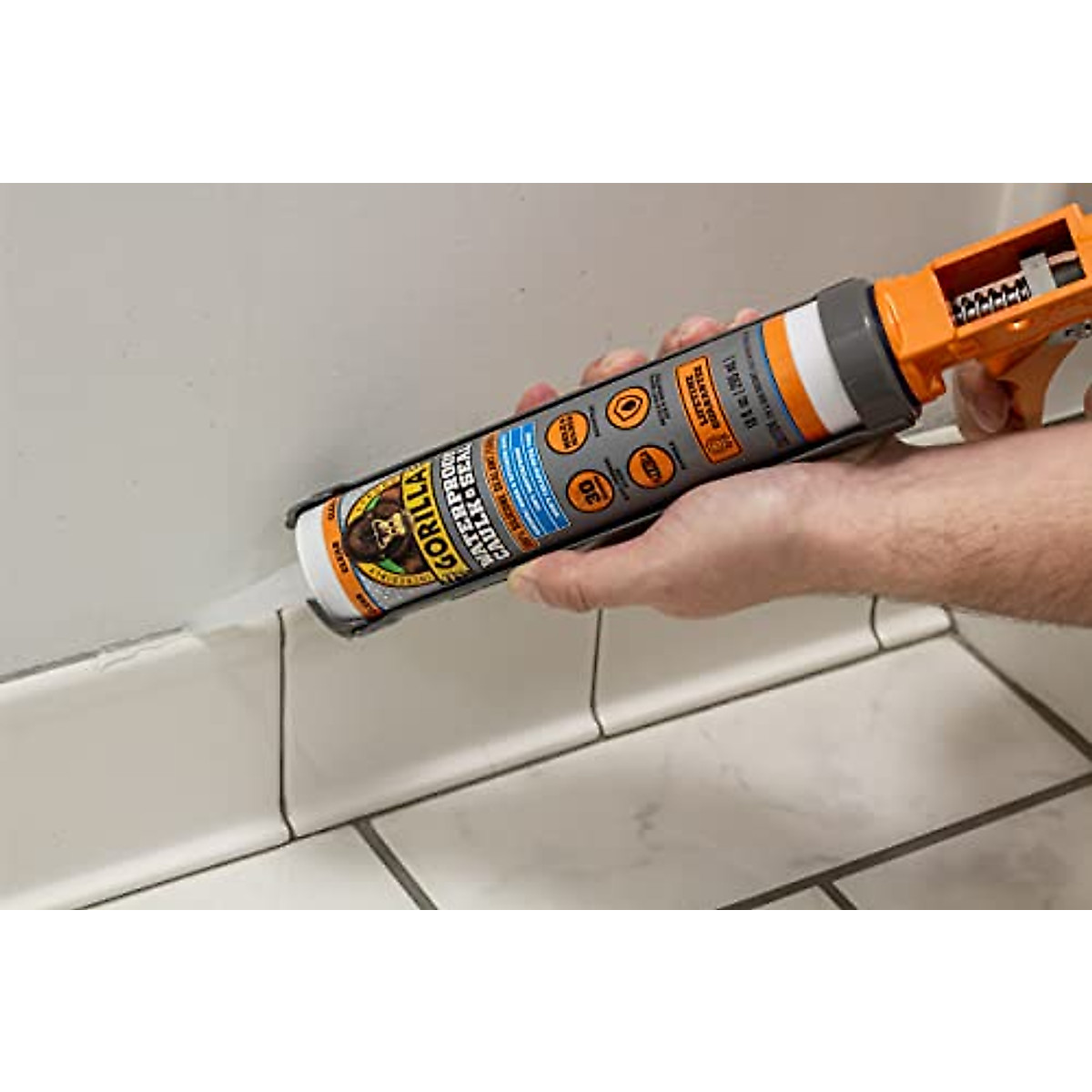 Gorilla Waterproof Caulk & Seal 100% Silicone Sealant, 10oz Cartridge, Clear (Pack of 1)