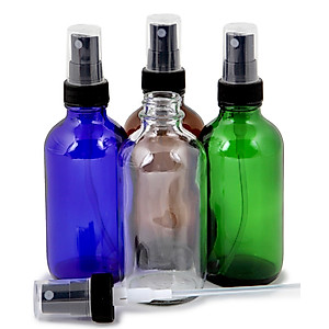 Vivaplex, 8, Assorted Colors, 4 oz Glass Bottles, with Black Fine Mist Sprayers