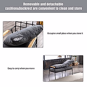 INZOY Mid Century Modern Love Seat Sofa with Removable Backrest and Cushion, Uplostered 2 Seat Office Couch for Small Place Bedroom, Metal Frame and Slight Adjustable Feet, Easy to Clean, 44" W Grey