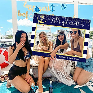 LaVenty Nautical Bachelorette Party Decorations Boat Last Sail Before The Veil Party Supplies Nautical Bridal Shower Party Supplies Get Nauti Party Photo Booth Props Frame Bridal Shower Photo Frame