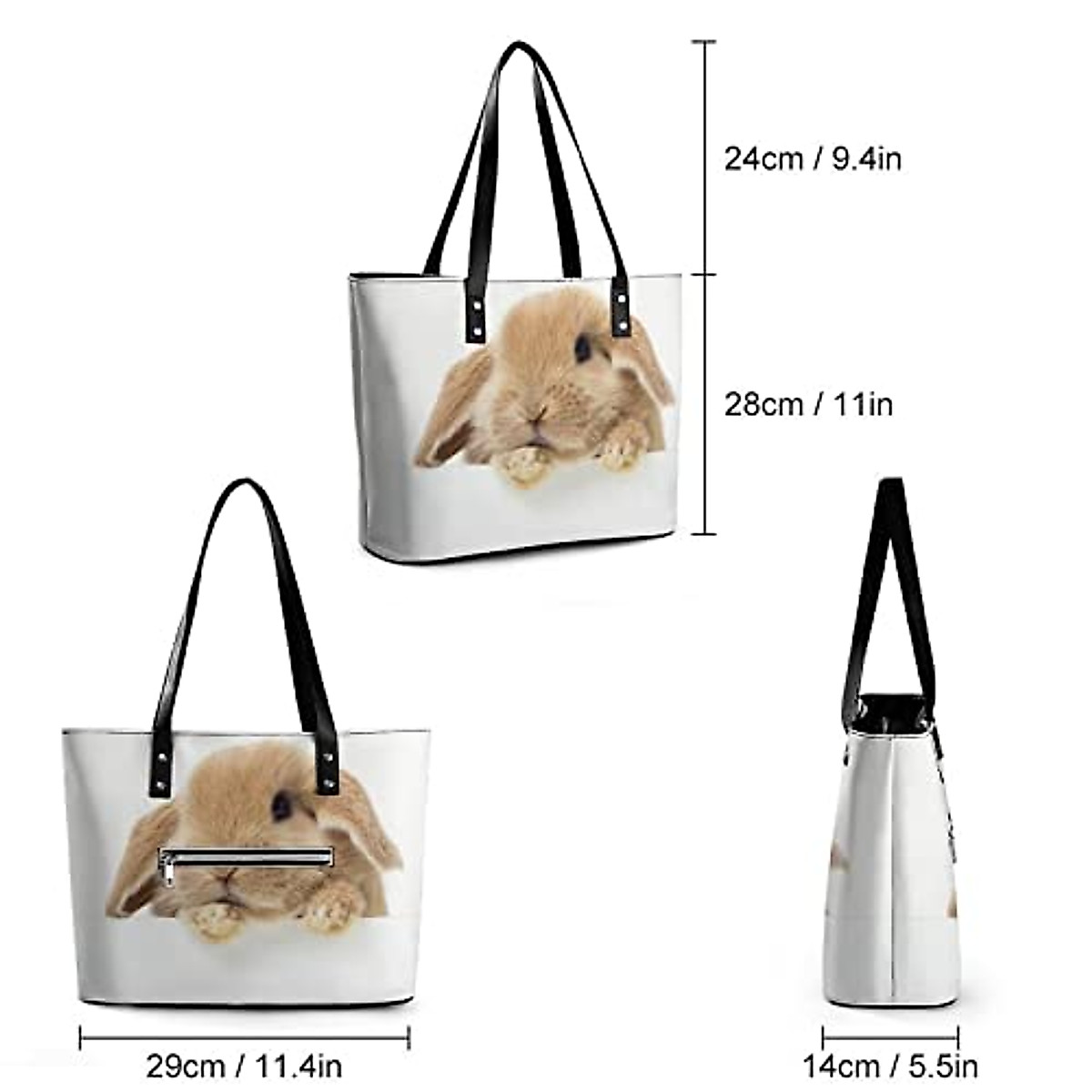 Womens Handbag Animal Rabbit And Bunny Leather Tote Bag Top Handle Satchel Bags For Lady