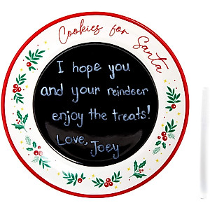 Juvale Cookies for Santa Plate Set with Milk Jar, Reindeer Treat Bowl, Chalk (4 Pieces)
