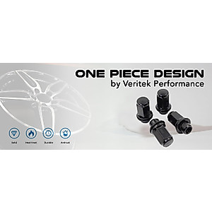 Set of 24 Veritek 12x1.5mm 1.87 Inch 47mm Length 13/16 Hex OEM Factory Mag Washer Style Black Lug Nuts for Lexus Toyota Tacoma 4 Runner FJ Cruiser SR5 Pre-Runner TRD Off-Road Limited OEM Replacement