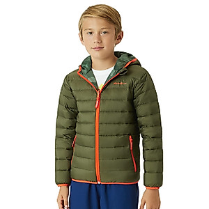 Eddie Bauer Kids' Reversible Jacket - Lightweight Waterproof Quilted Down Raincoat for Boys and Girls (3-20), Size 8, Olive