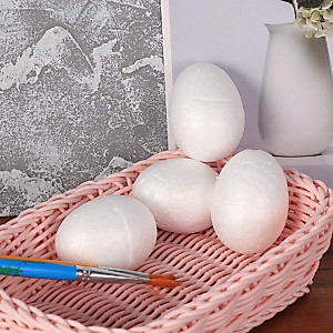 BESTOYARD 20pcs Easter Foam Eggs Styrofoam Polystyrene Egg Shapes Easter Egg Decorations Ornaments DIY Crafts 6cm White