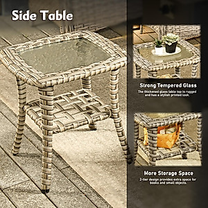 XIZZI Wicker Outdoor Furniture Patio Furniture Set - Patio Conversation Set,Outside Rattan Sofa Set for Garden,Poolside,Backyard,Deck (Beige, 8PCS,9 Seats+Coffee Table)