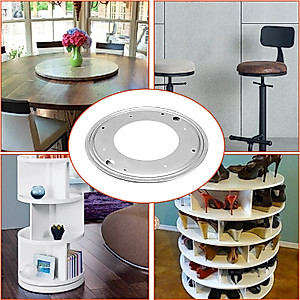 MUKLEI 4 Pack 12 Inches Lazy Susan Hardware, 5/16 Thick Rotating Bearing Plate with Cork and Screws, Galvanized Steel Swivel Turntable Bearings for Table, Book Case, Fruit Tray, Silver