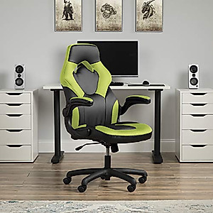 OFM Gaming Chair Ergonomic Racing Style PC Computer Desk Office Chair - 360 Swivel, Integrated Lumbar Support & Headrest, Adjustable Height, Recline Tilt Control, Flip-Up Arms, 275lb Max (2020 Green)