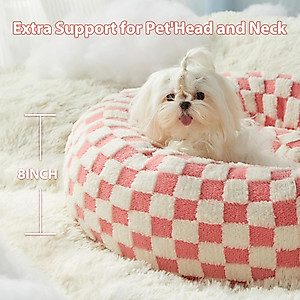 BFPETHOME Donut Dog Beds for Small Dog, Round Cat Beds for Indoor Cats, Calming Pet Bed for Puppy and Kitty with Non-Slip Bottom, Cute Fancy Dog Bed Machine Washable Plush Fabric