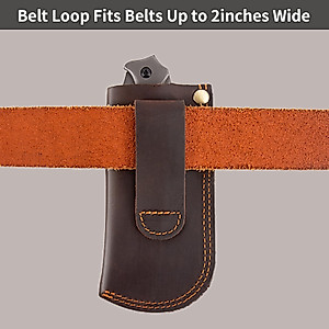 Leather Knife Sheath for Belt,Knife Holster,Pocket Knife Sheath,Pocket Knife Holder,EDC Leather Sheath Belt Organizer Belt Knife Sheaths for Folding Knife Carrier (Brown)