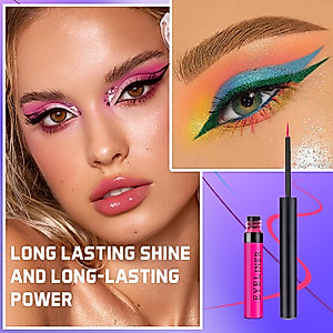 Spdoo Colored Liquid Eyeliners 12 Colors Colorful Liquid Eyeliner Set, Matte Colorful Eye Liner Liquid Color Eyeliner Eye Makeup Smudgeproof Long Lasting Gel Eye Liner Gift Kit for Women