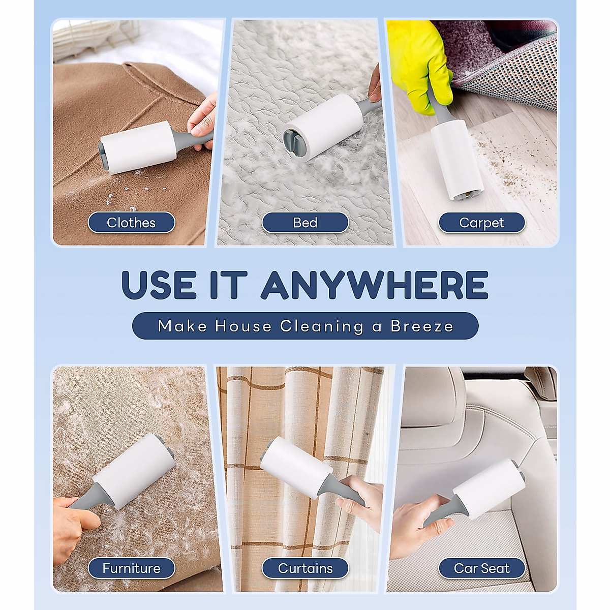 MONSEK 4X Extra Sticky Lint Roller for Pet Hair, Lint Rollers 315 Sheets Mega Value Set, Pet Hair Remover with 3 Upgraded Handle 3 Rollers, Portable Lint Remover for Clothes, Furniture, Dog & Cat Hair