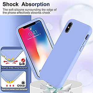 LeYi for iPhone X Case, iPhone Xs Case, iPhone 10 Case with 2 Pack Tempered Glass Screen Protector, Silicone Full Body Cute Slim Women Phone Case Cover for iPhone 10/X/Xs, Violet