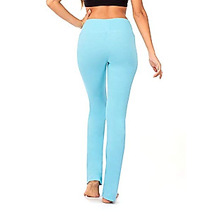 DEAR SPARKLE Bootcut Leggings for Women | Slim Look Bootleg Opaque Yoga Pants w Pocket + Plus Size (C5) (Sky, 3X-Large)