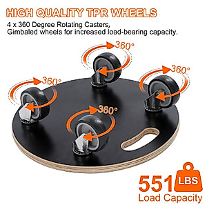 Katsuyoku Furniture Movers with Wheels 2 Pack Round Wood Platform Dolly cart 550 Lbs Capacity Heavy Duty Furniture Mover Carrier Small Flat Dolly