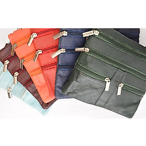 Soft Leather Cross Body Bag Purse Shoulder Bag 5 Pocket Organizer Micro Handbag Travel Wallet (Black)