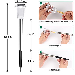 Eyrosa Solar Lights Outdoor, 15 Pack Waterproof Stainless Steel Solar Stake Lights for Pathway Garden Yard Path Walkway Driveway Lawn Patio Outside Decor, Cool White