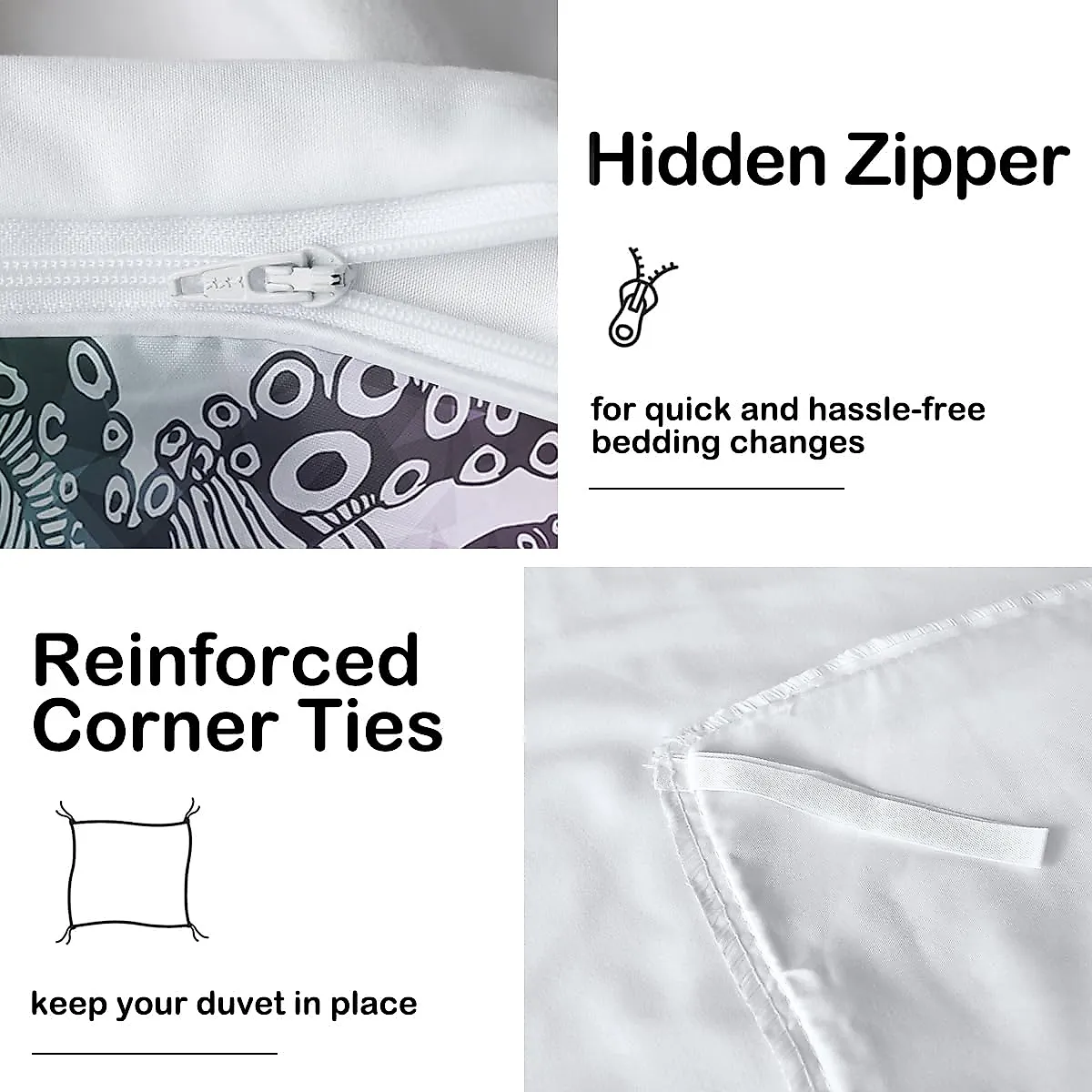 ARIGHTEX Octopus Bedding Purple Octopus Duvet Cover Set Queen for Boys Men Cute Beach Animal Comforter Cover Trippy Octopus and Octopus Feet Bed Set (Queen)