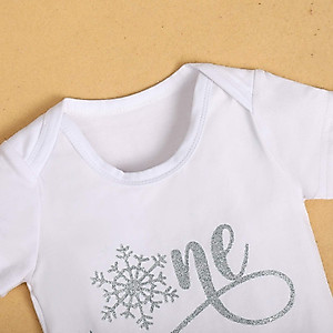 1st Birthday Snowflake Outfit Baby Girl Pink Silver Snow Flake One First Birthday Outfit Cake Smash Tutu for Photo Shoot Romper Skirt Headband Princess 1 Year Old Winter Theme Birthday Party Supplies