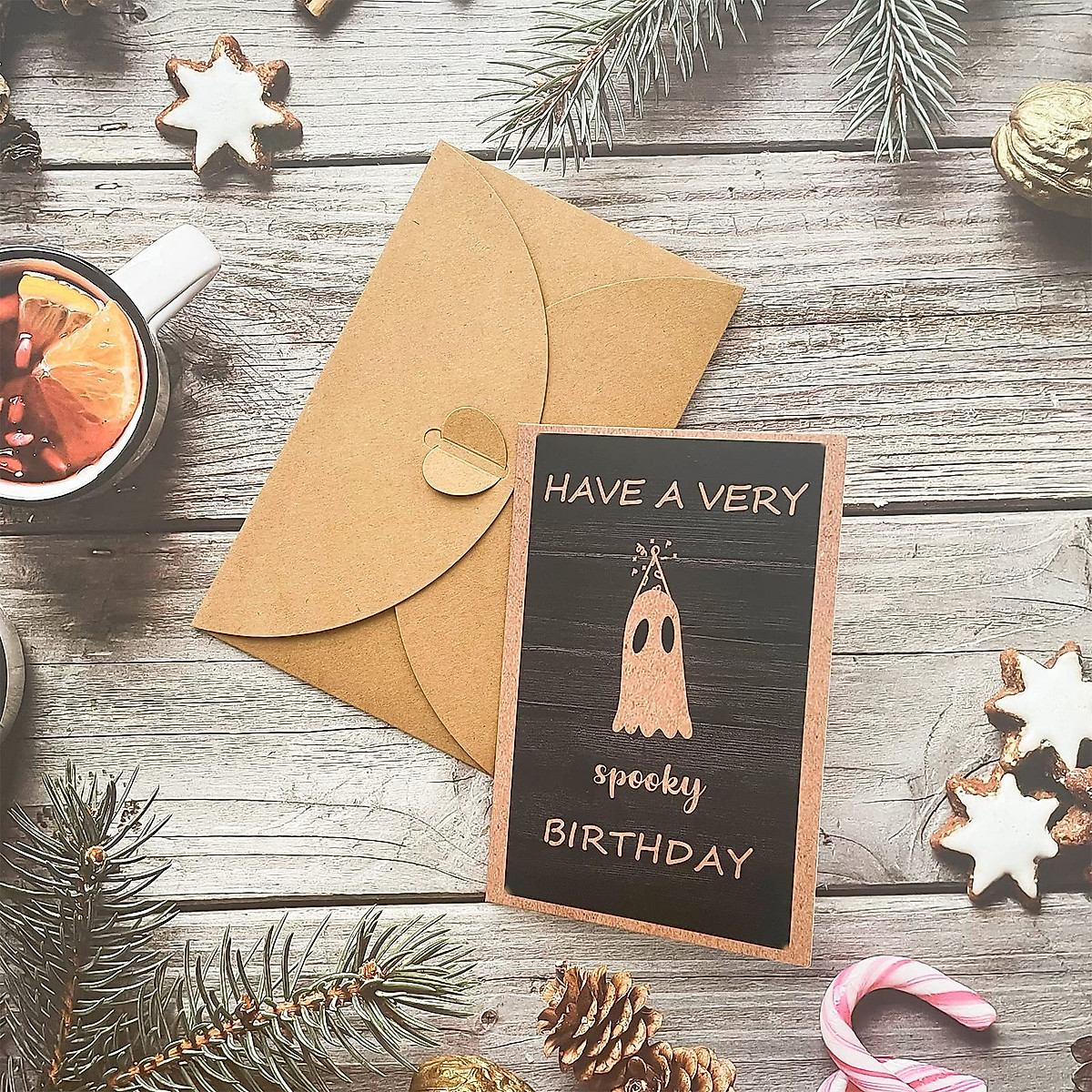 Cute Halloween Birthday Card with Envelope, Funny Halloween Bday Greeting Card, Have a Very Spooky Birthday Paper Card for Him Her