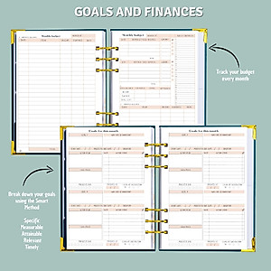Bossy Girl Journey Goal Planner Undated Weekly Monthly Productivity Journal With Habit And Budget tracker A5 Size 8.5 X 5.8 Binder 6 ring Refillable To Beat Procrastination, Stay More Focused