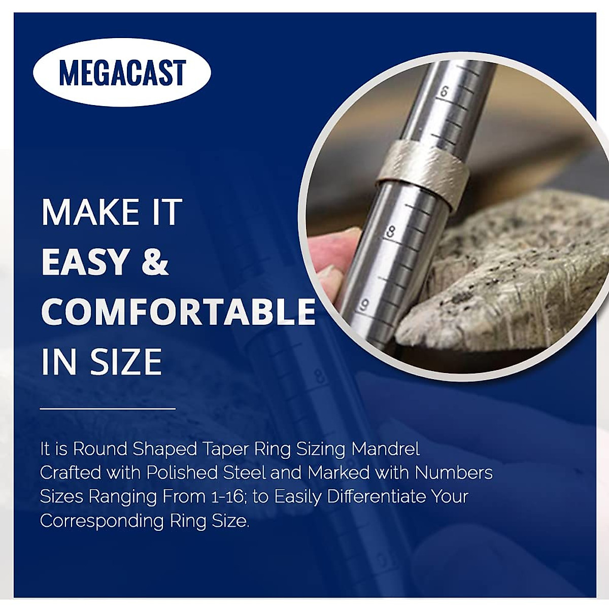 Megacast Stainless Steel Ring Sizing Mandrel Sizes 1-16