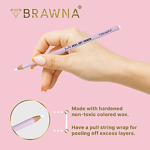 Brawna 6 Pack Brow Pro Peel Off Pencils For Lip & Eyebrow Mapping - Microblading Supplies - White