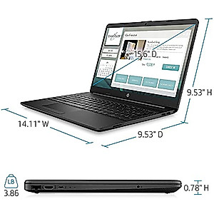 HP Notebook 15 Laptop, 15.6" Full HD Screen, Intel Celeron N4020 Processor, 8GB RAM, 256GB SSD, 1-Year Microsoft Office 365, HDMI, RJ-45, Type-C, HDMI, Webcam, Windows 10 Home, Black