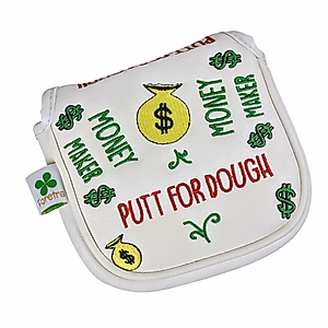 Foretra – Putt for Dough - Money Maker White Golf Putter Headcover Quality PU Leather Magnetic Closure for Square Mallet Style Putters Scotty Cameron Odyssey Taylormade Ping