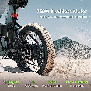 Oraimo 750W-1000W Electric Bike for Adults, 557Wh UL-Listed Hidden Battery Up to 45 Miles, 3A Fast Charge, 20" Fat Tire Folding E-Bike, Shimano 7 Speed, LCD Display, Optical Flare