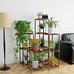 4 Pack Plant Stands Indoor, Flexible Combination Outdoor Wood Plant Stands for Multiple Plants, Plant Shelf Ladder Table Plant Pot Stand for Living Room, Patio, Balcony, Gardening Gift