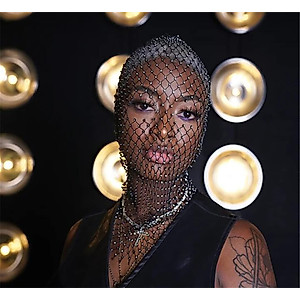 Pinwe Mesh Rhinestone Masquerade Masks Full Face Veils See Through Headscarfs Hairbands Turban Head Covers Wraps