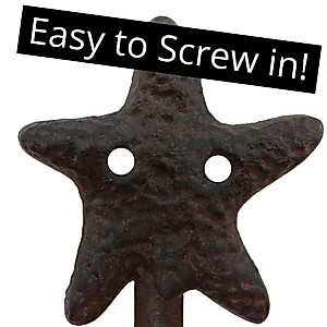 Needzo Cast Iron Nautical Hanging Hooks, Six Pack Mounted Wall Accessories for Bathroom Towels, Coats, Robes, Keys, and More, Vary from 4.5 to 6 Inches