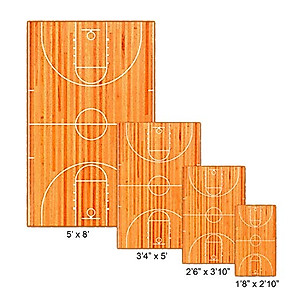 Brumlow Mills Basketball Court Sports Theme Area Rug for Teens Bedroom, Kids Playroom, Living Room Carpet or Classroom Accent Rug, 3'4" x 5'