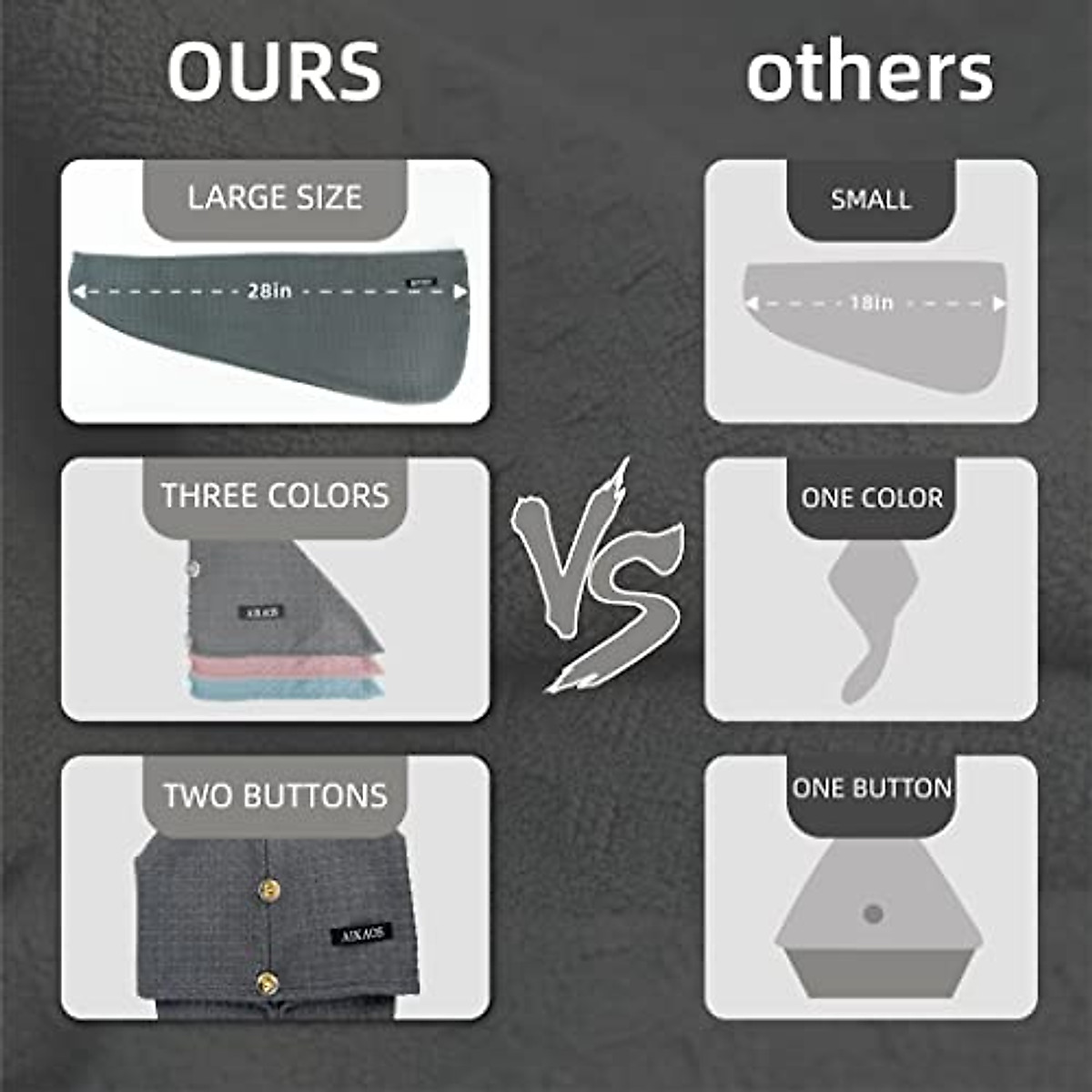 AIKAOS Microfiber Hair Towel Wrap for Women and Men,2 Button-Loop Closure,Super Absorbent Quick Hair Drying Waffle Weave Towels for Drying Curly, Long,Thick Hair ((Grey))