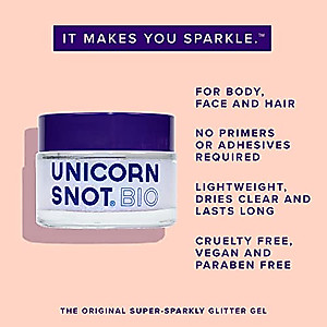 Unicorn Snot BIO Glitter Holographic Body Glitter Gel for Body, Face, Hair - Vegan & Cruelty Free - 1.7 oz (Bio Cosmos)